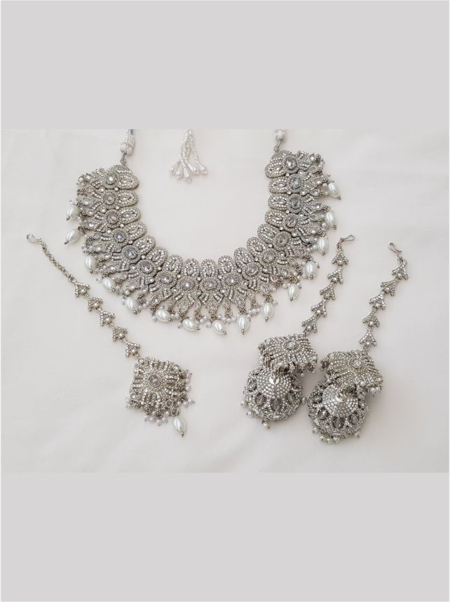 Choker Set – Silver – Maiden India – Retailer of Designer Eastern ...